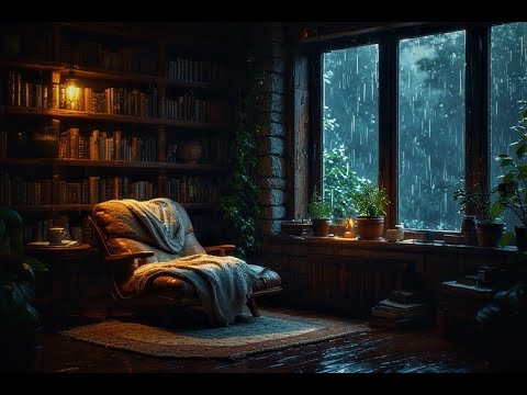 “Cozy Library Ambience with Gentle Rain Sounds Perfect for Studying ...
