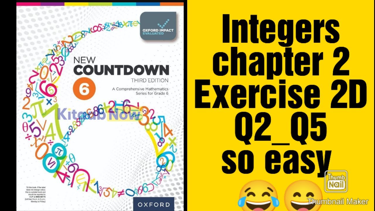 oxford new countdown book 6 third edition || Integers || chapter 2 || Ex 2D || Q2_Q5 || solved ...
