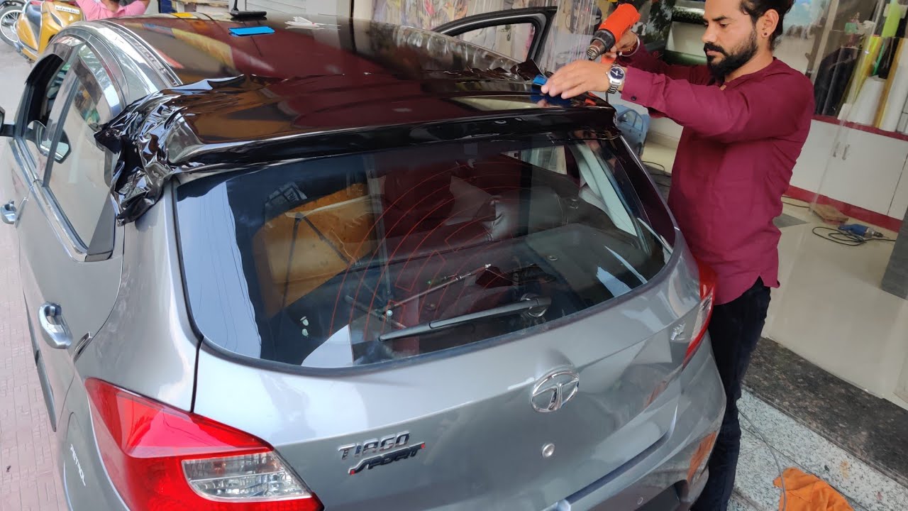 Tata Tiago Rooftop Vinyl Wrapping | Tata Tiago Modification | Vwraps ...