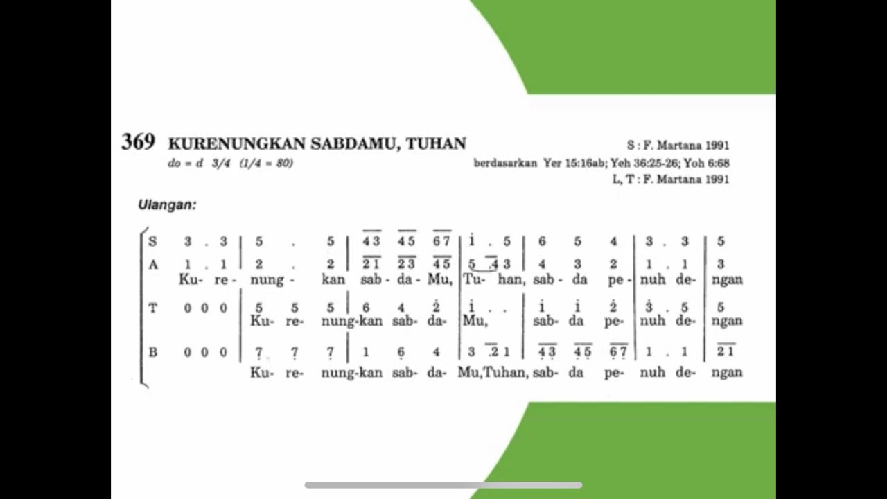 Kurenungkan SabdaMu Tuhan (PS. 369) - notasi Alto - YouTube