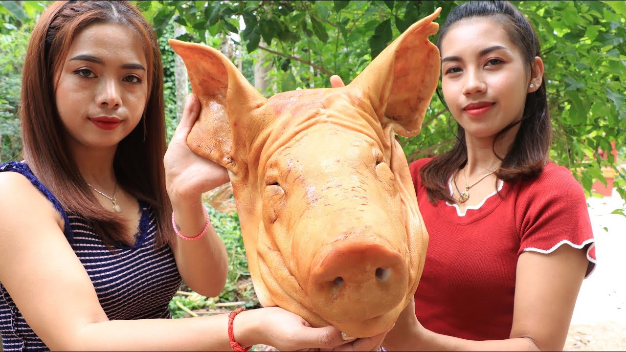 Yummy cooking roasted head pork recipe - Cooking skill - YouTube
