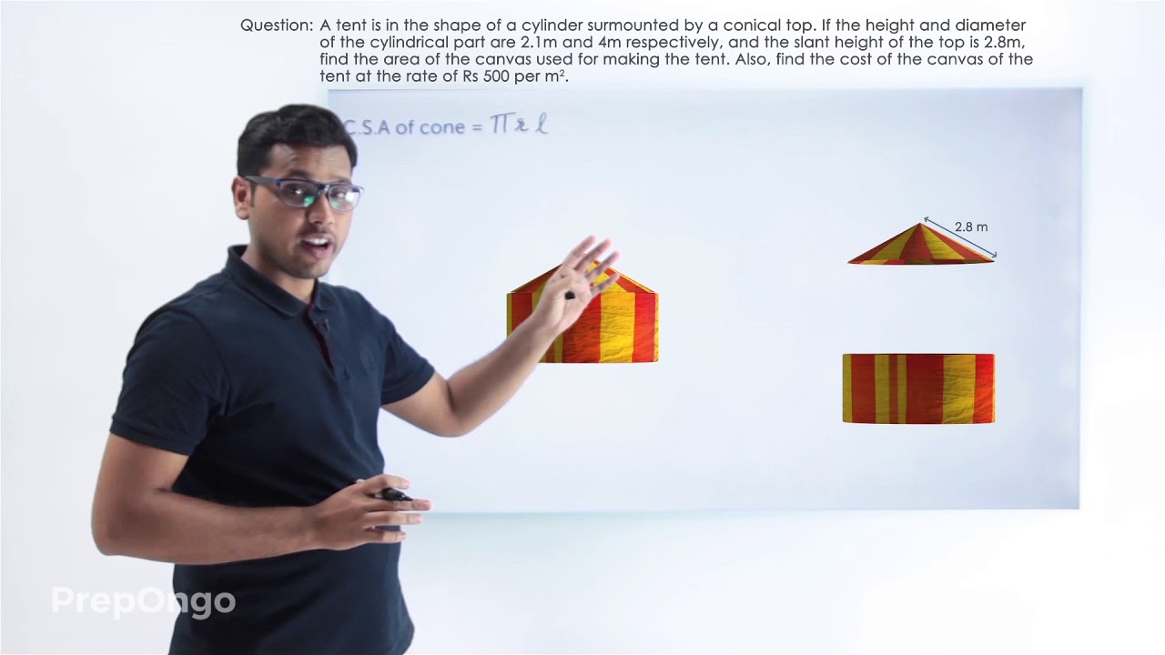 Surface Area of Combination of Solids - Example 3 - YouTube