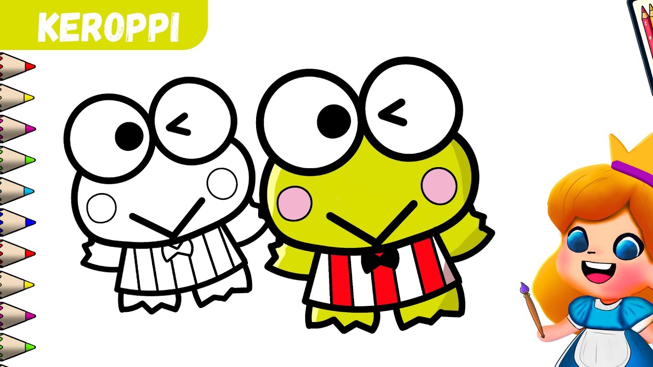 How to draw cute Keroppi 🐸 | Easy Sanrio frog drawing for kids | Fun ...