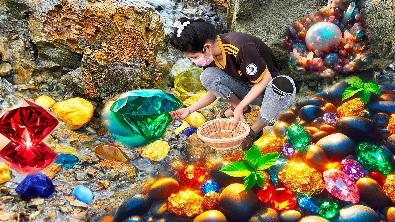 Best Videos Found Mining Gold treasure under mountain stone Young man ...