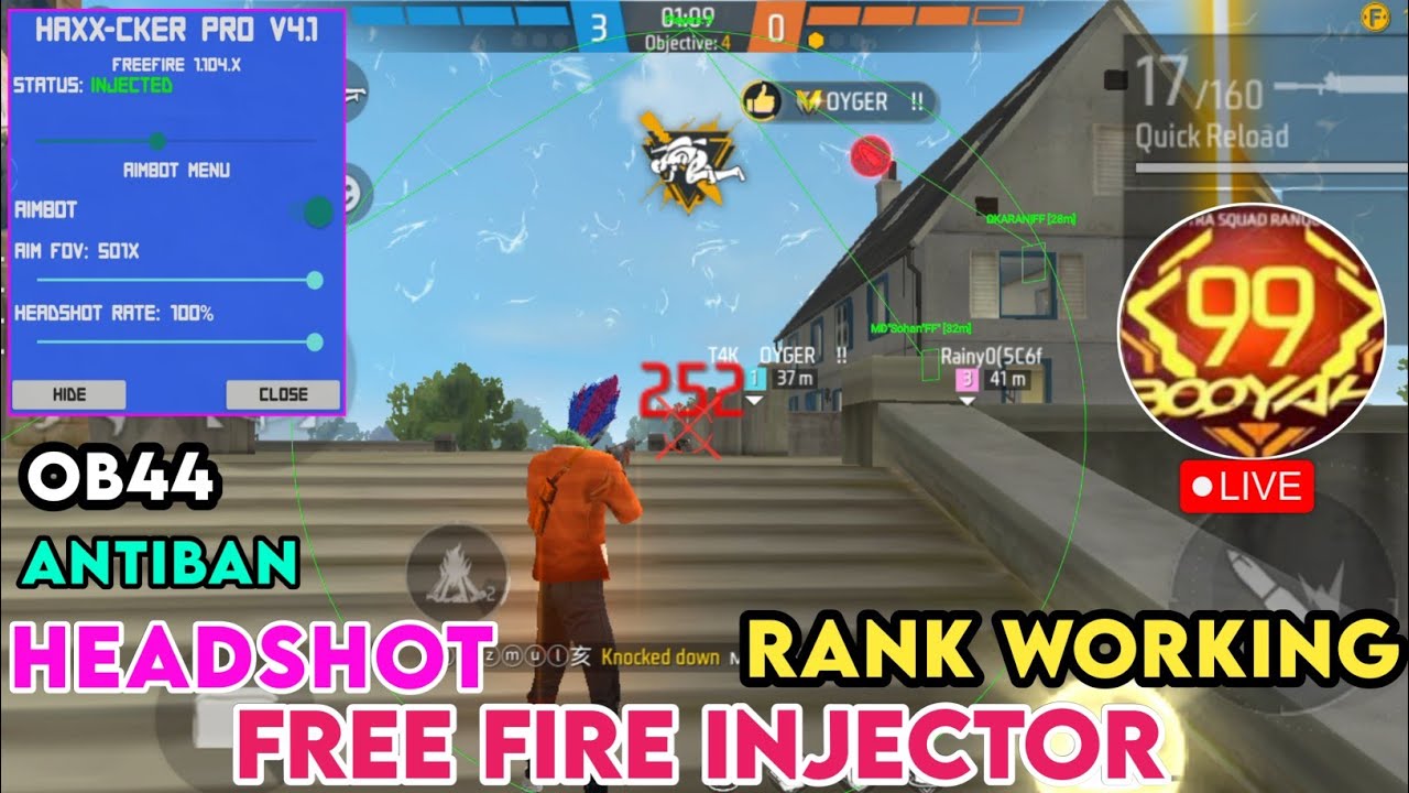Free Fire OB44 injector | Headshot Hack + Esp Location | Rank Working ...