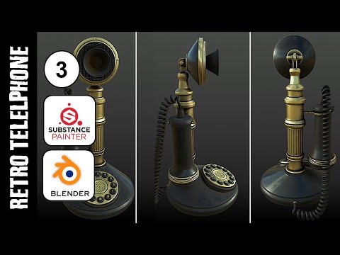 BLENDER CHALLENGE: TEXTURING RETRO TELEPHONE (PART 3) - YouTube