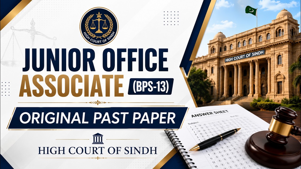 Junior Office Associate Past Paper | Sindh High Court Test Preparation ...