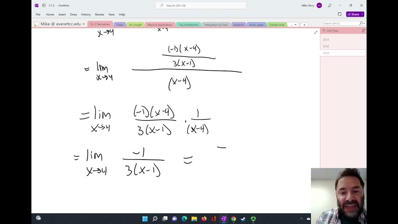 Limit Definition Derivative of a Rational Function - YouTube