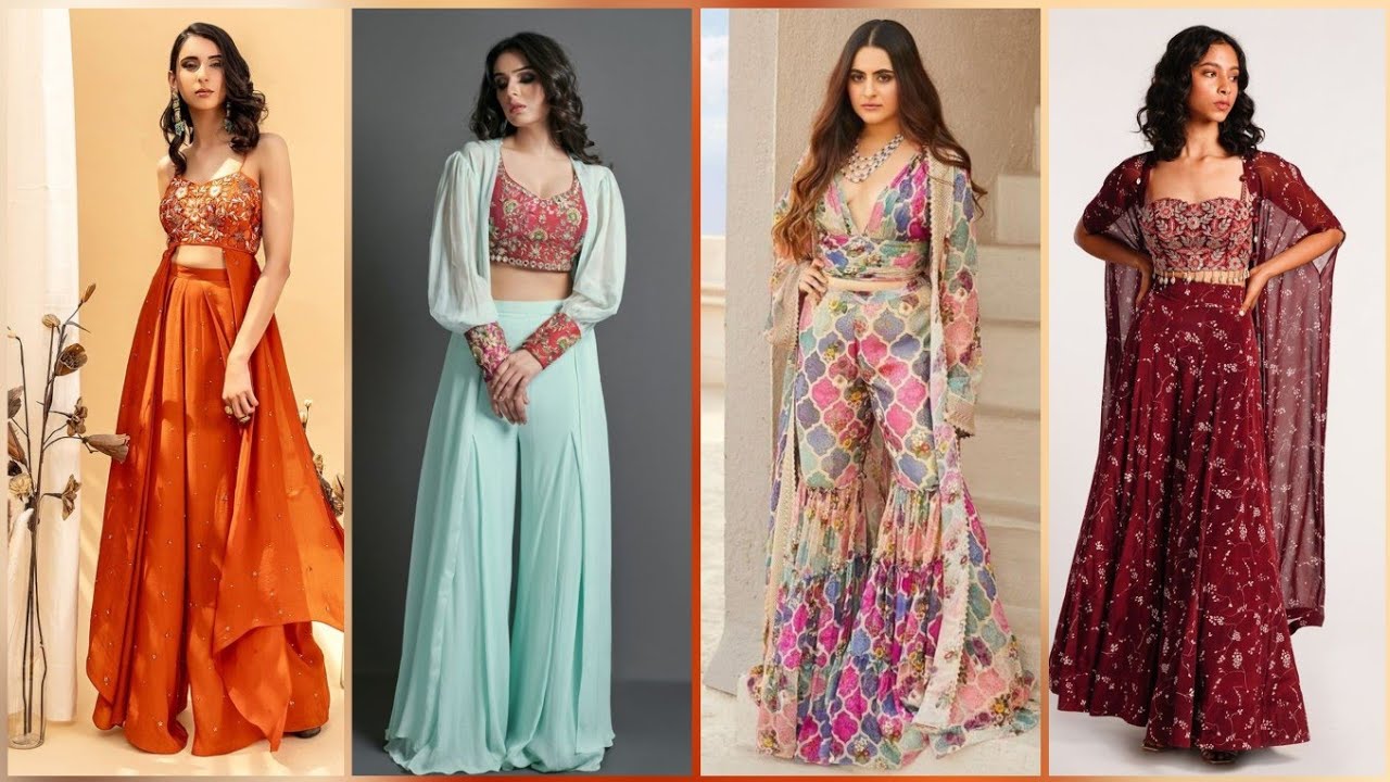 Crop Top With Sharara Design/Crop Top With Plazo Design/Latest Party ...