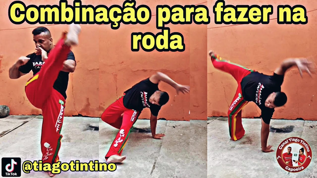 Combinação Meia lua de frente, rolê, macaco em pé, tutorial de capoeira ...