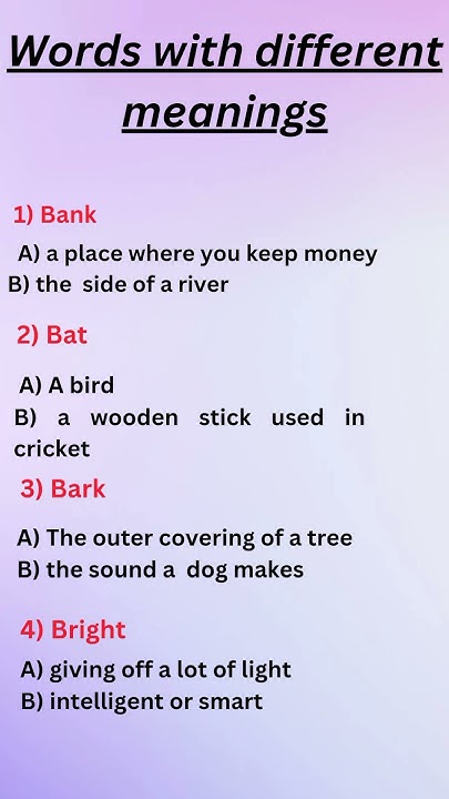 Did You Know? These English Words Have Multiple Meanings! - YouTube