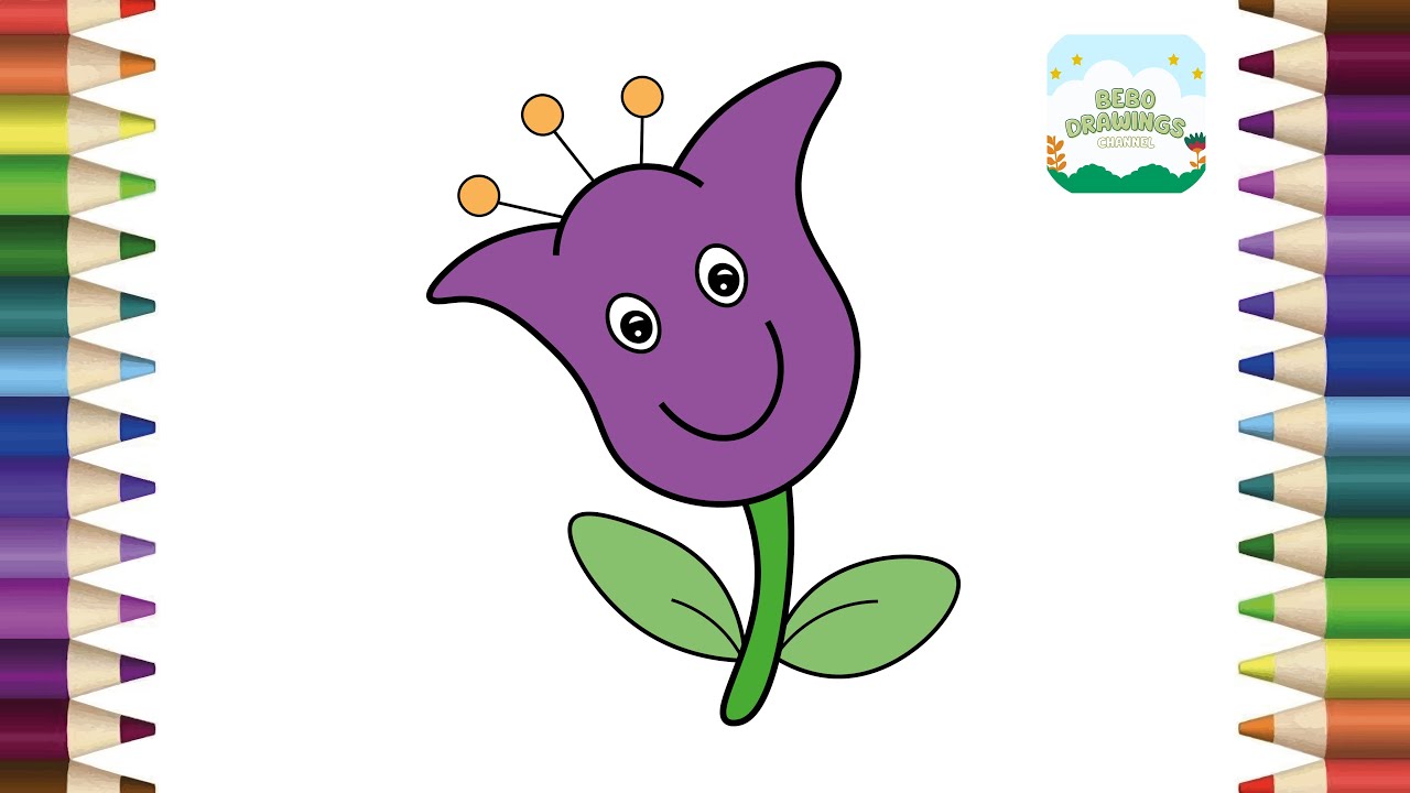How to Draw a Purple Flower Simple & Easy Step by Step for Kids ...