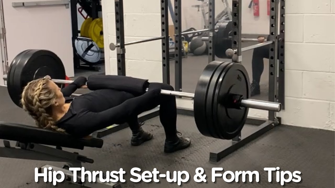 Hip Thrust Set-up + Form Tips | Dumbbell & Barbell Set-ups - YouTube