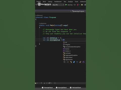 anonymous types in c# | #MortalTech | #11 - YouTube