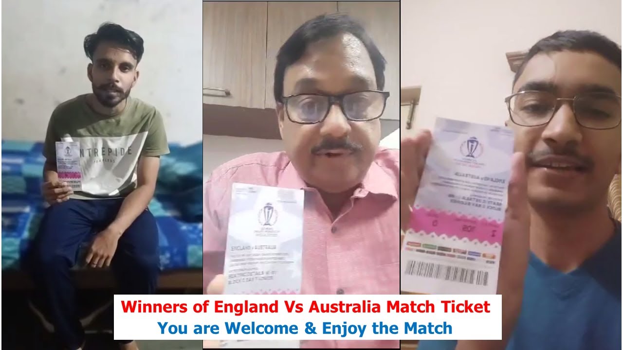 England Vs Australia World Cup 2023 Match Ticket Winners - YouTube