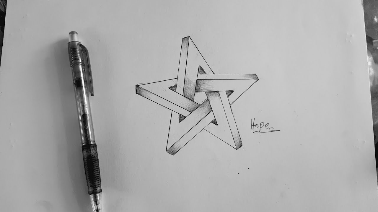 easy ,, how to draw a 3d star - YouTube