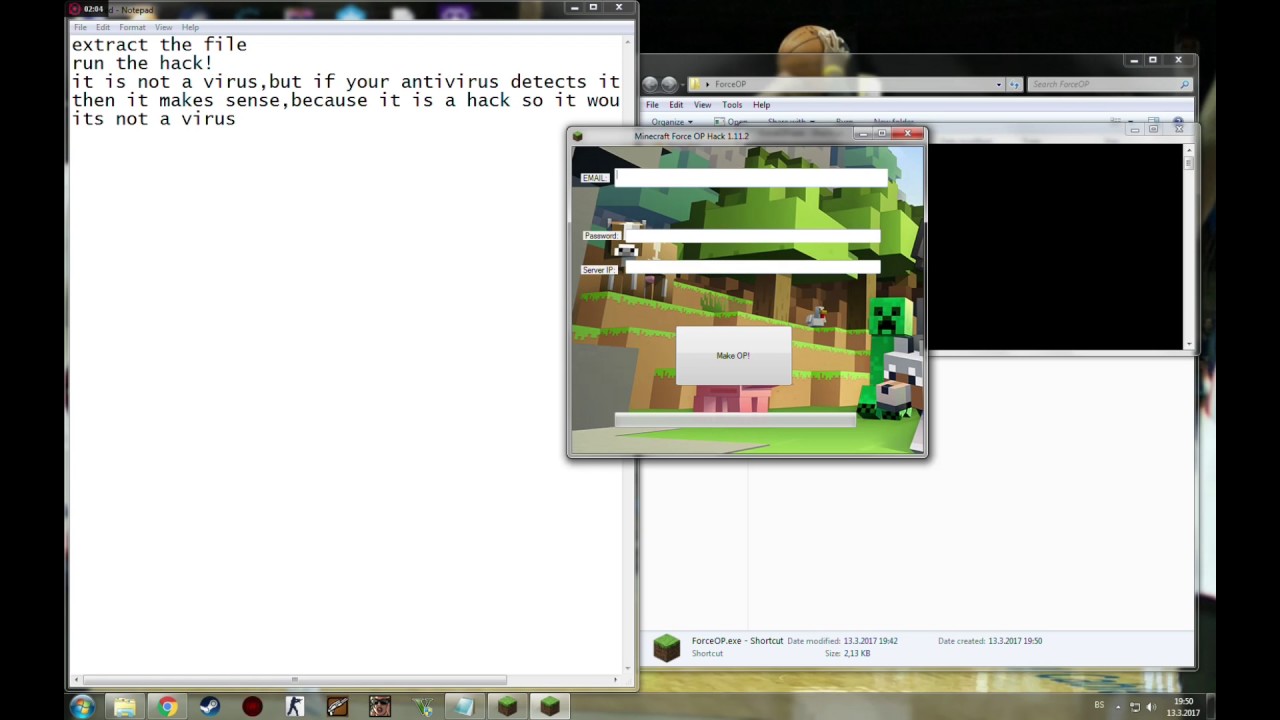 MINECRAFT FORCE OP HACK 2017! UNDETECTED - YouTube