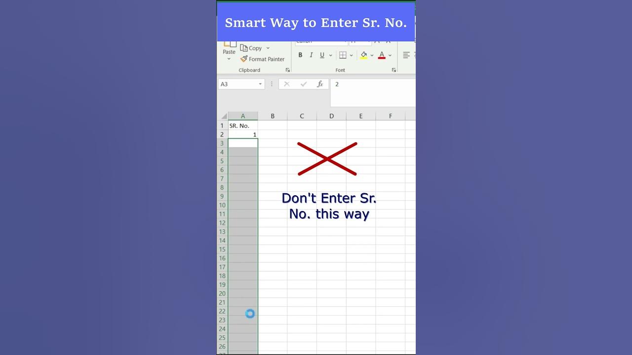 Enter Sr No In Excel #excel #exceltips #exceltutorial #msexcel #microsoftexcel #formatcell - YouTube