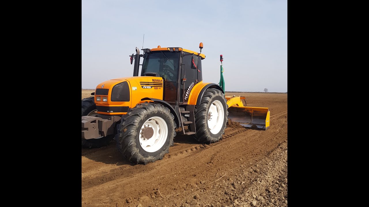 Renault Ares 826 RZ Field leveling Laser KOUTSIKOS Greece 2022 - YouTube