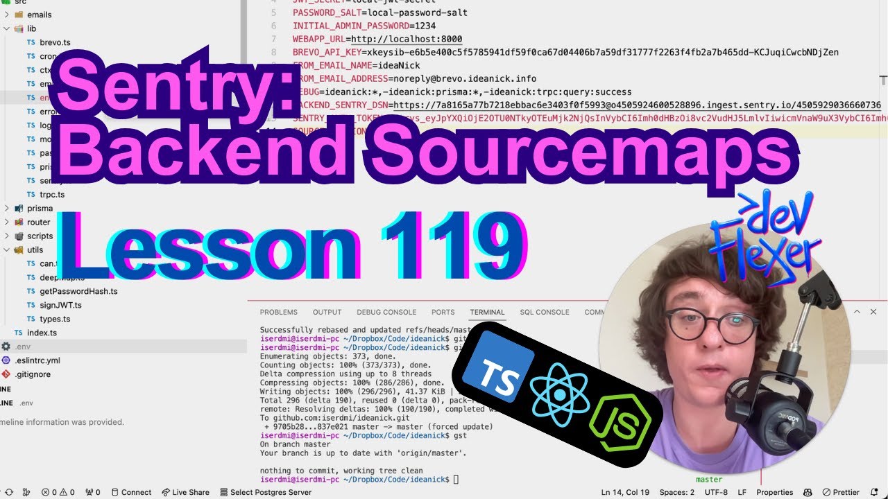 Lesson 119 Sentry Backend Sourcemaps Typescript Nodejs React