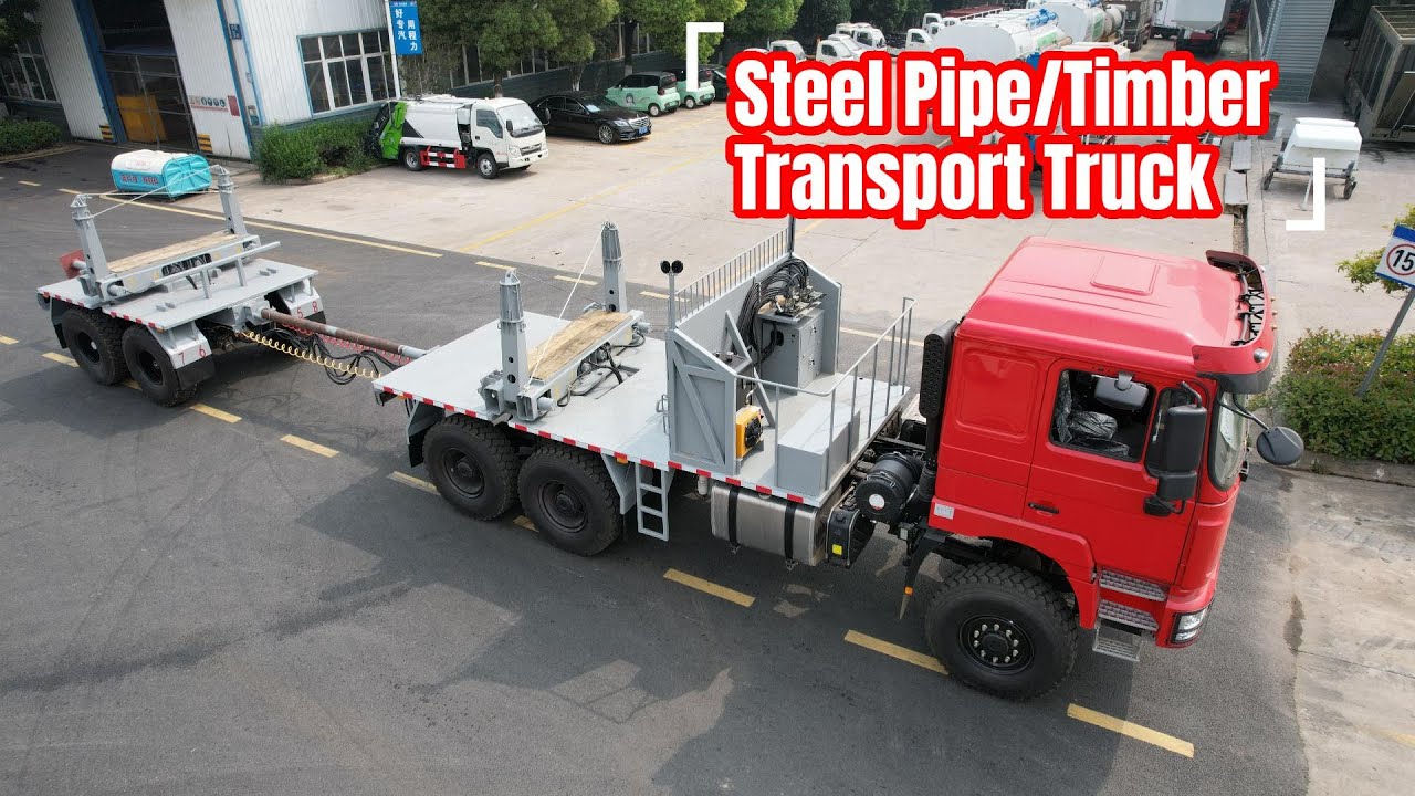 Steel Pipe/Timber Transport Trailer with Shacman F3000 6X6 truck - YouTube
