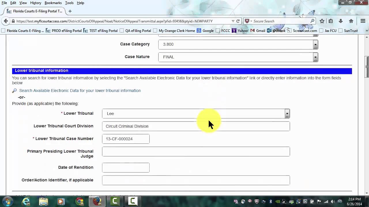 Florida Courts E-Filing Portal - Notice of Appeal - YouTube
