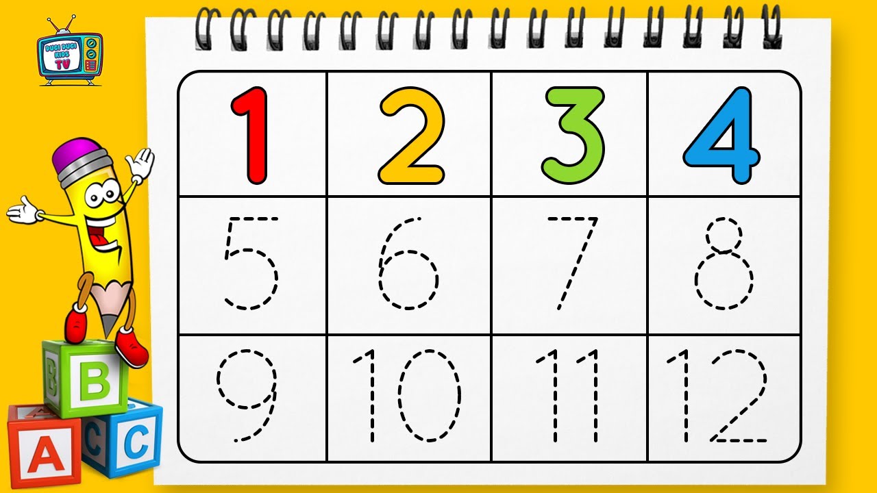 Learn to write numbers 1 to 12 | How to write number for kids | write ...