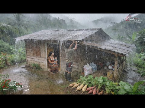 REAL RURAL LIFE PARADISE HIT BY SUPER CRAZY RAINSTORM IN HISTORY - RAIN WALK FOR RELAXING