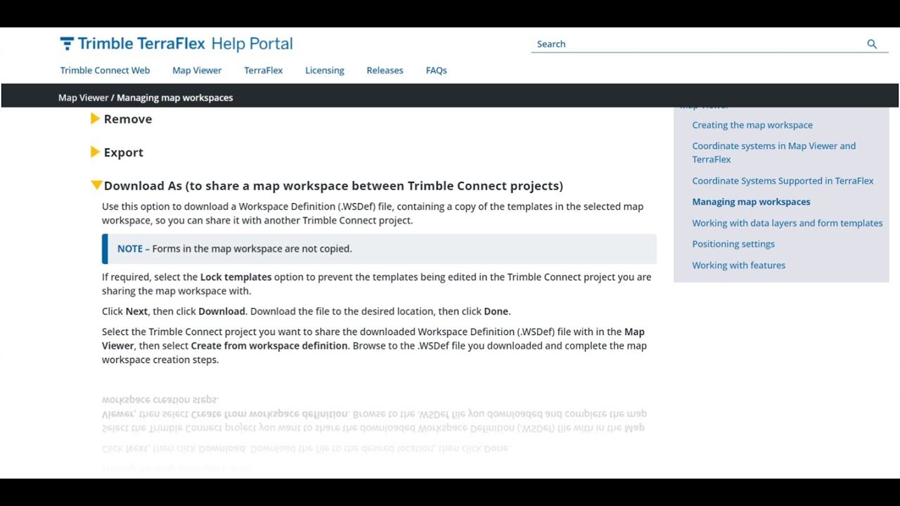 How to Copy a TerraFlex Map Workspace from one Trimble Connect Project to Another - YouTube