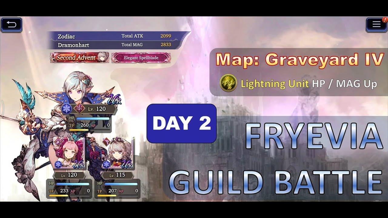 [WOTV] Elegant Spellblade Fryevia - Guild Battle Map: Graveyard IV Day ...