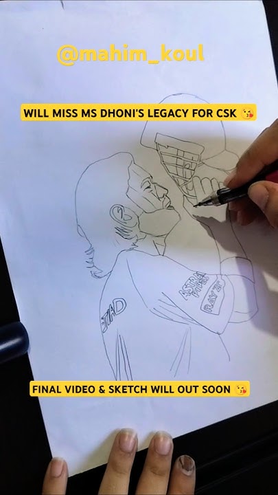 Drawing MS Dhoni's Sketch in Draft (How's it?) #msd #msdhoniipl2025 # ...