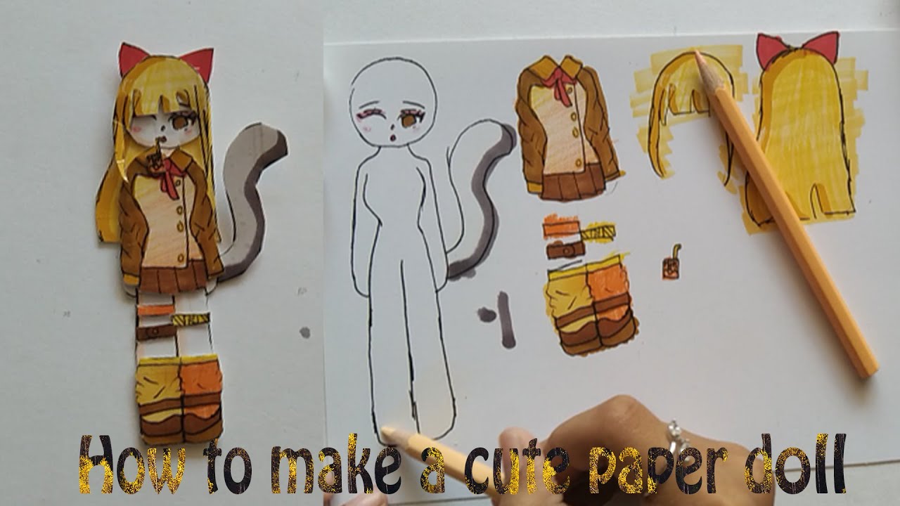 How to make a cute paper doll 56 B - YouTube