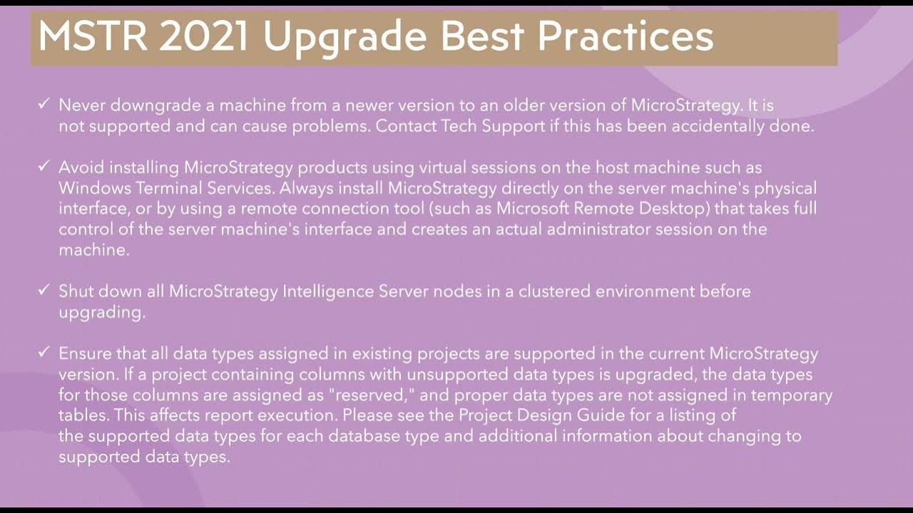 MSTR Upgrade Best Practices | Things you must know before upgrading # ...