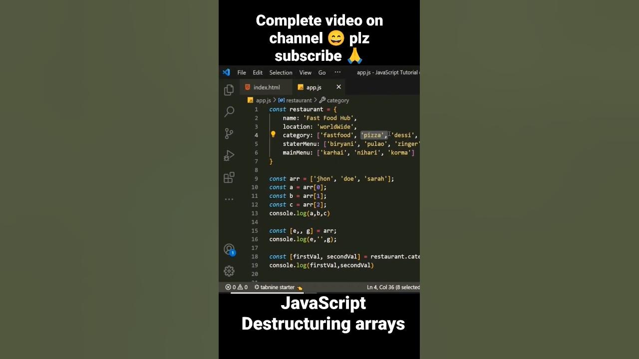 Javascript Destructuring Arrays Viral Javascript Javascripttutorial Youtubeshorts Reels