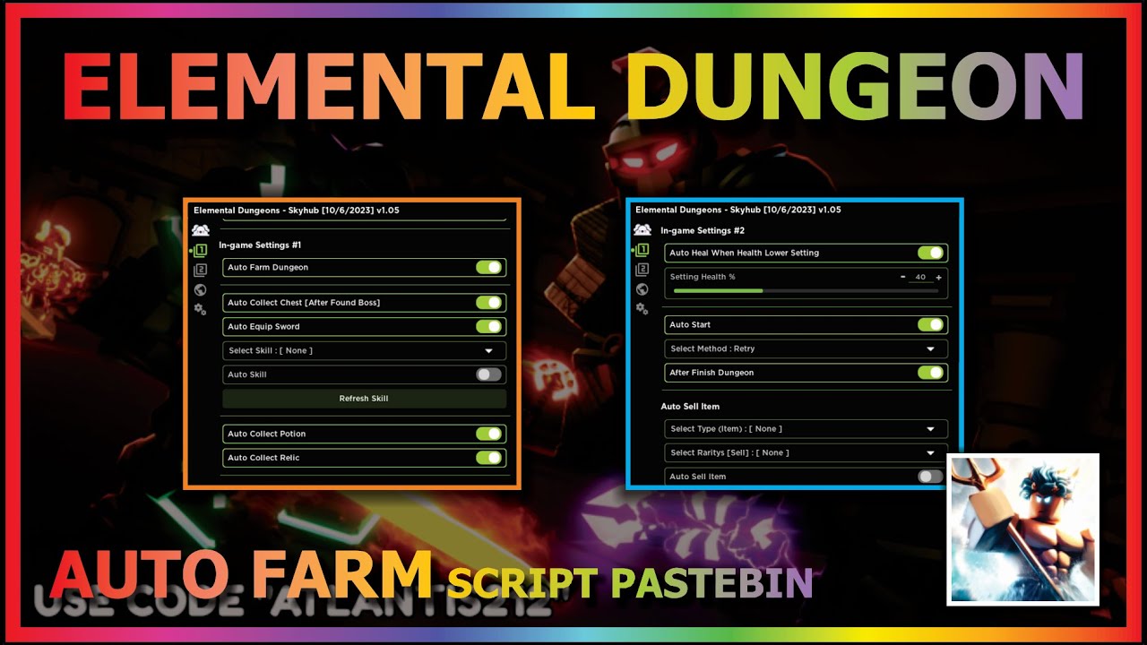 ELEMENTAL DUNGEON Script Pastebin 2023 AUTO FARM | AUTO PLAY | AUTO SKILL & MORE [UPD1] - YouTube