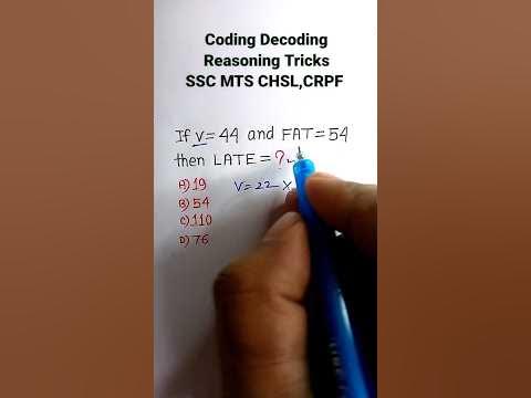 SSC MTS CHSL Reasoning Classes| Coding Decoding | Reasoning Tricks| - YouTube
