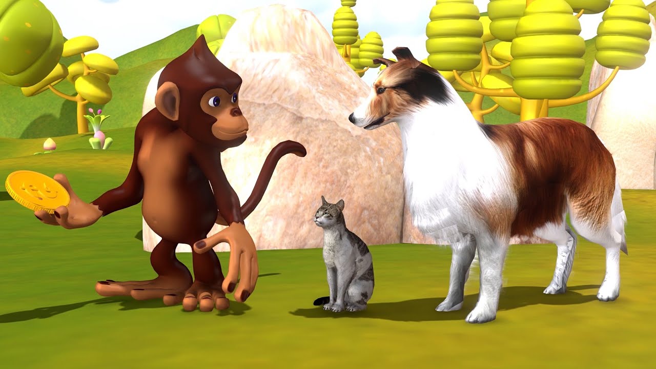 बंदर कुत्ते बिल्ली की दोस्ती | monkey dog cat friendship funny stories ...