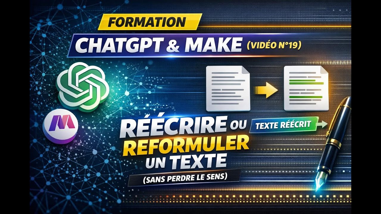Formation ChatGPT & Make (Vidéo N°19) - Réécrire ou reformuler un texte ...