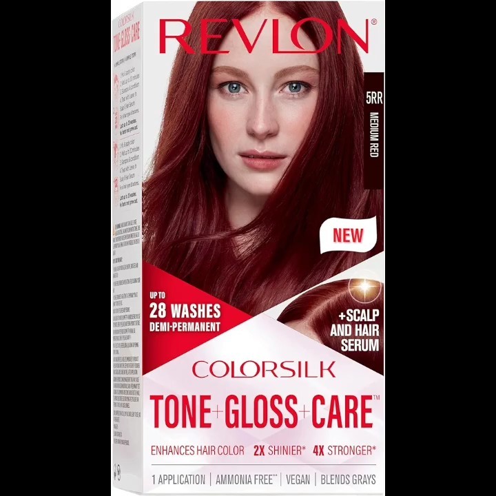 Revlon ColorSilk Tone+Gloss+Care Permanent Hair Color Dye with Leave in ...