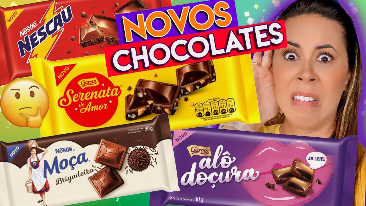 CHOCOLATES NOVOS 🍫 Barra Nescau, Serenata de Amor, Moça Brigadeiro e ...
