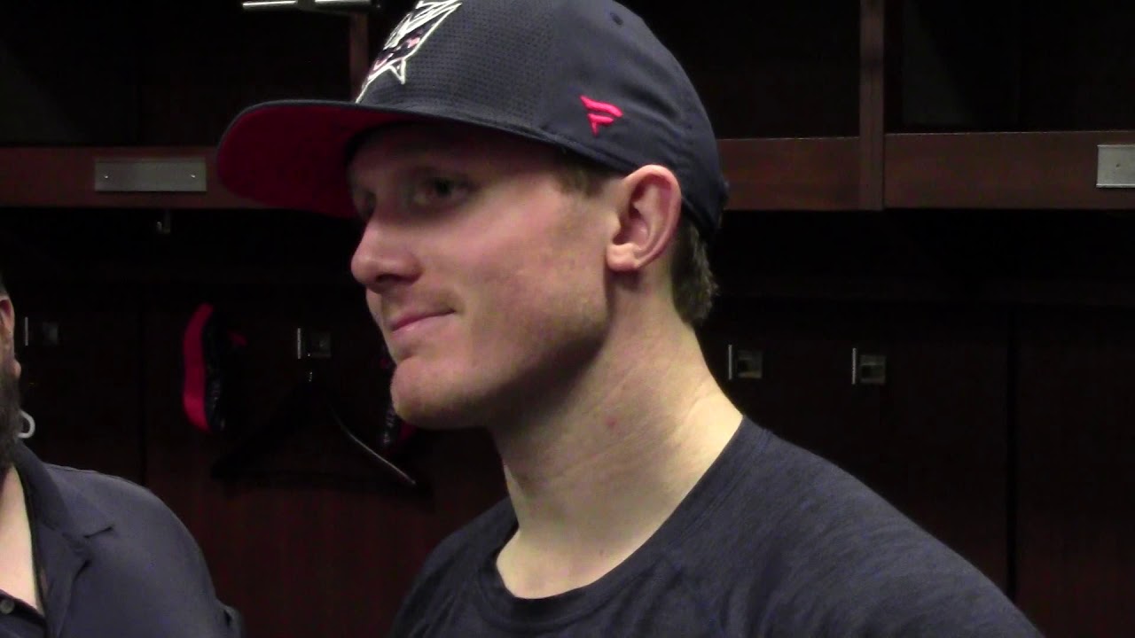 GUS NYQUIST COLUMBUS CENTER POSTGAME AT RED WINGS INDBEATSPORTS - YouTube
