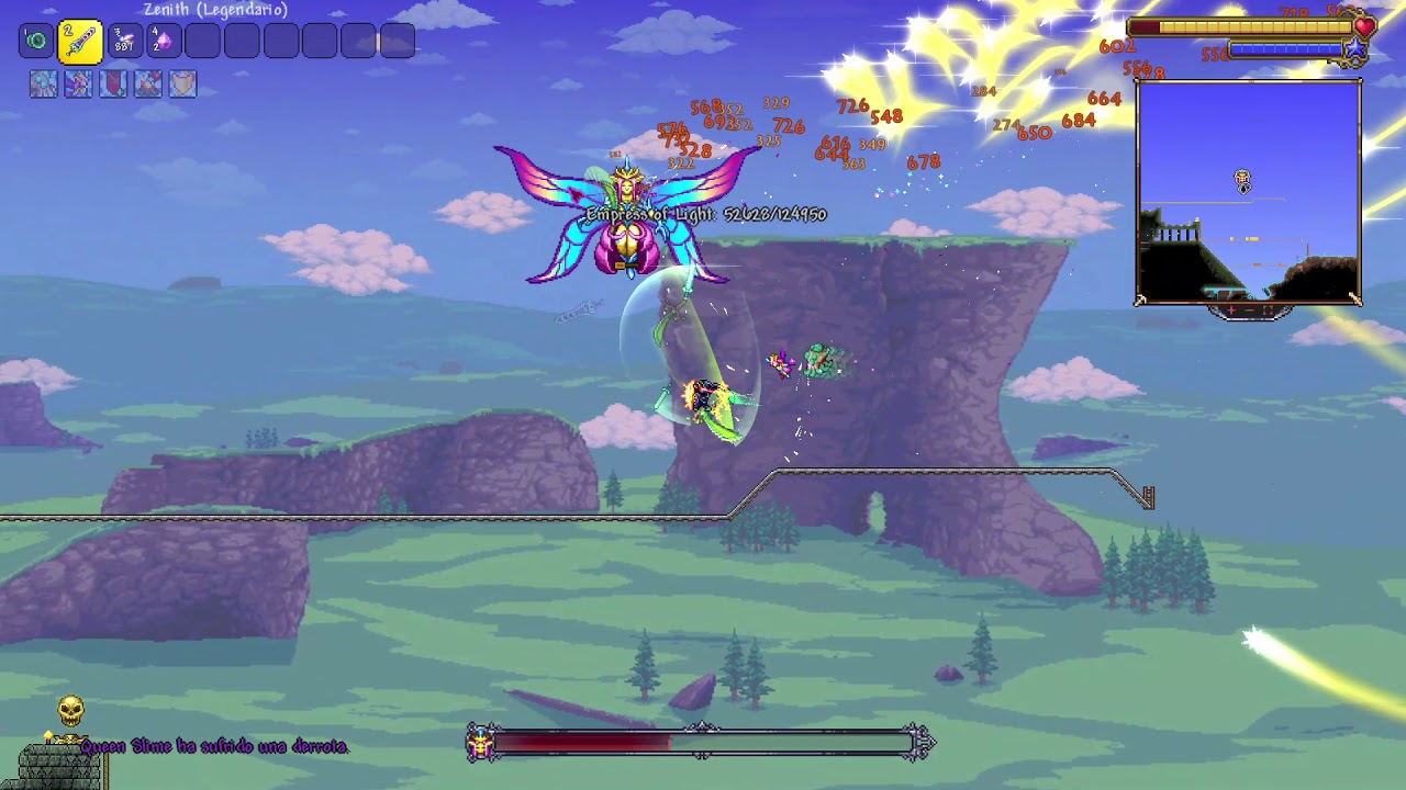 Terraria, fighting The Empress of Light and The Queen Slime at the same ...