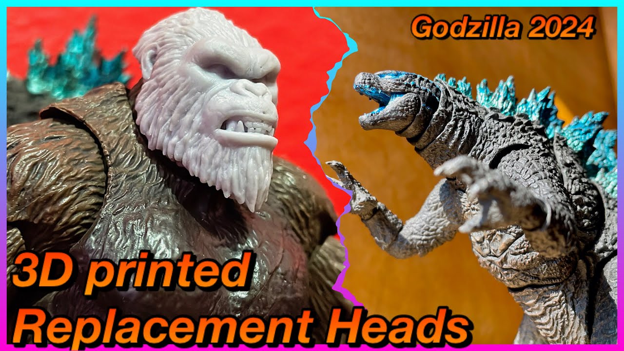 S.H.MonsterArts Godzilla 2024 & Kong figure 3D replacement heads fully ...
