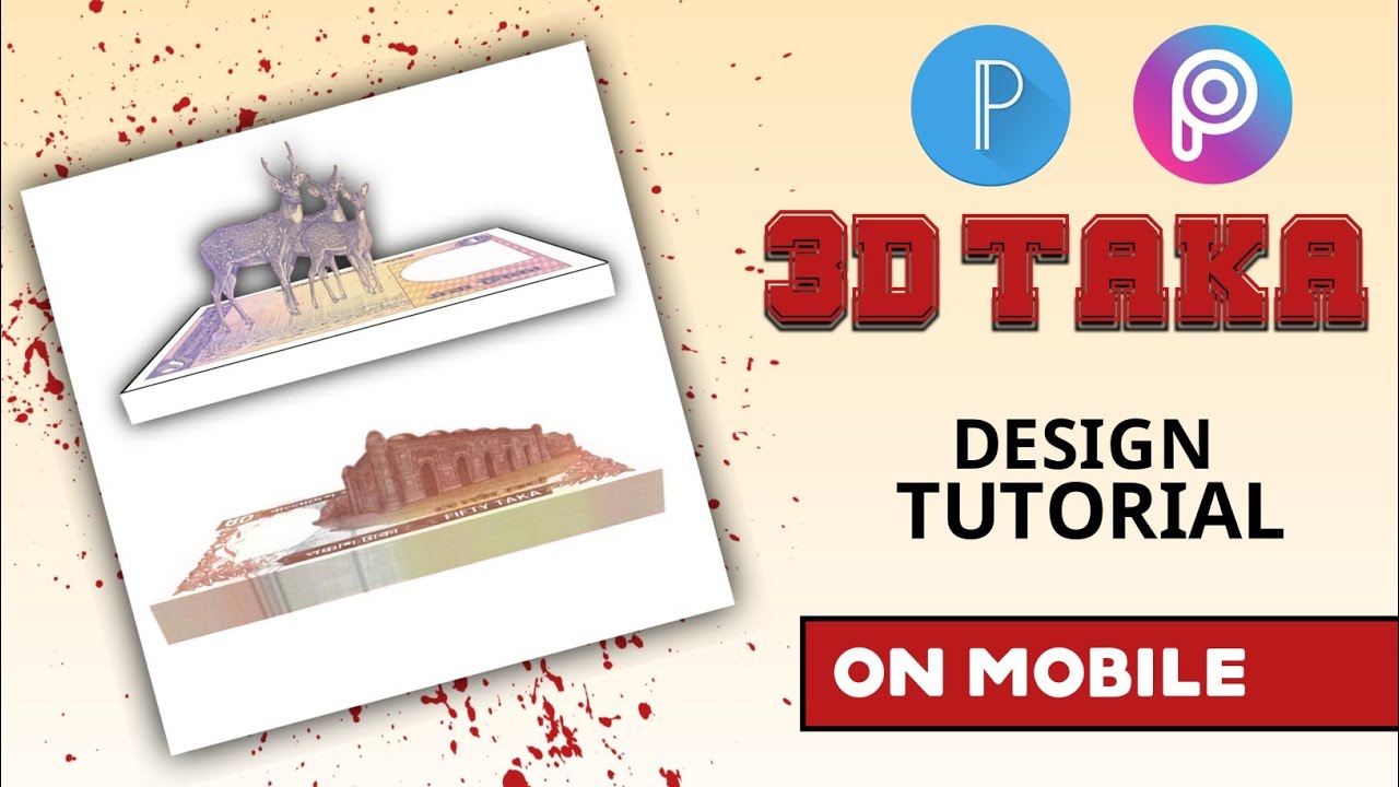 How to make " 3D TAKA " Design Tutorial On Mobile । Pixellab । PicsArt ...