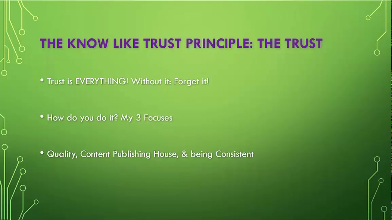 The Know, Like, Trust Principle: people buy from those they know like ...