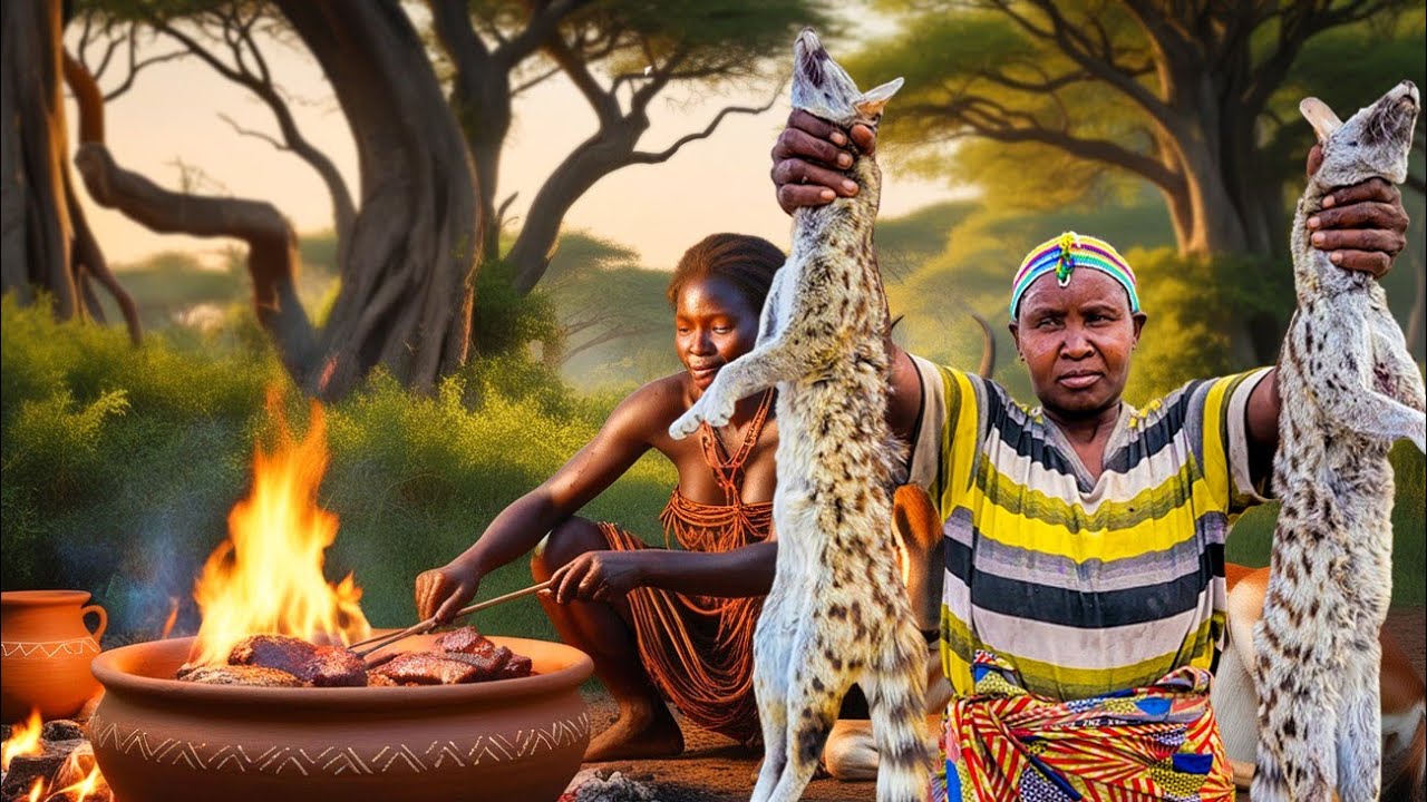 Mastering Wilderness Cooking With The Hadzabe Tribe: Lunch Of Wild Cat ...