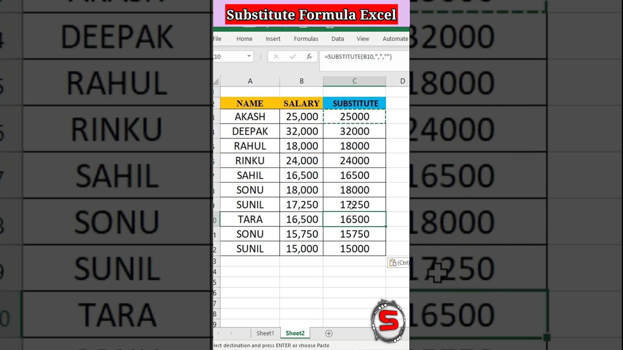 Excel Short Tricks Substitute Formula Excel shorts exceltips Excel Short Tricks Substitute Formula Excel shorts exceltips