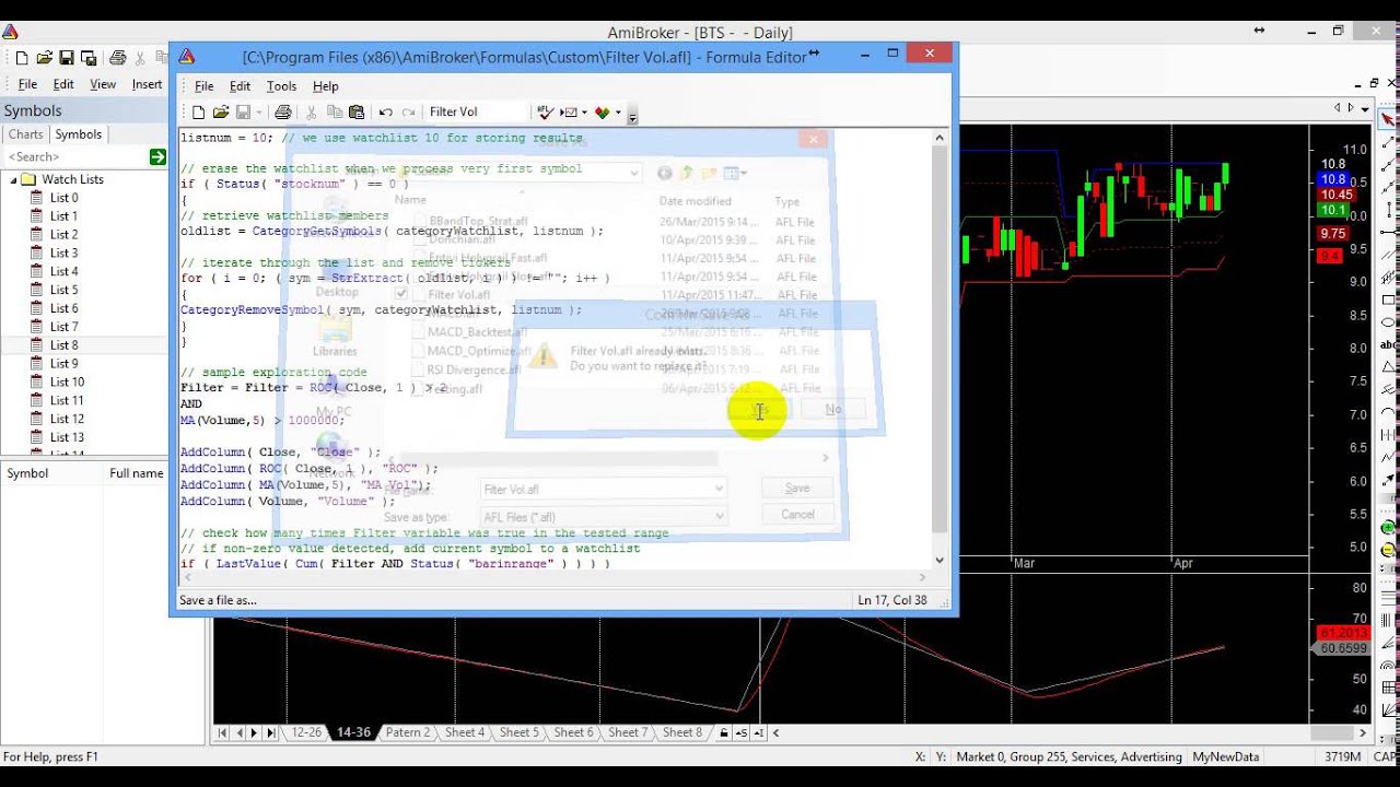 AMIBROKER create watch list using Afl codes - YouTube