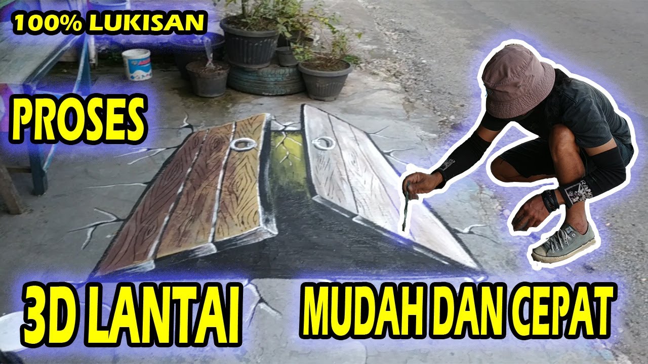 Proses Melukis 3D Lantai Mudah Dan Cepat Motif Pintu || Seni Mural ...