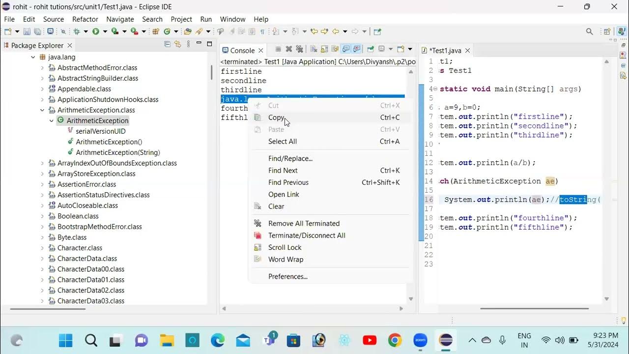 Exception Handling in telugu custom Exception in telugu - YouTube